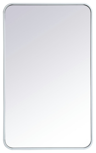 Soft Corner Metal Rectangular Mirror 22X36", White - Transitional ...