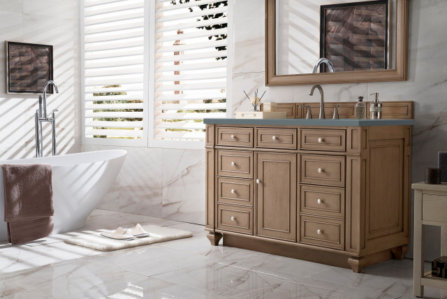 Bristol 48" Single Vanity, Whitewashed Walnut, W/ 3 Cm Cala Blue Quartz ...