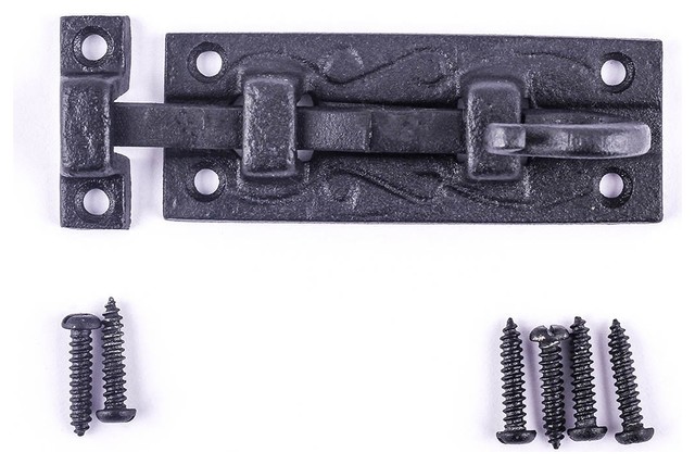 Renovators Supply Door Lock Latch 4" Wrought Iron Black Offset Slide ...