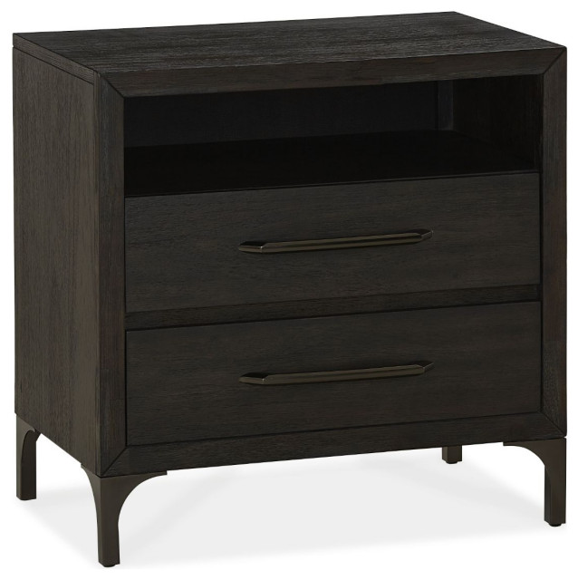 Modus Lucerne Two-Drawer Nightstand in Vintage Coffee - Midcentury ...