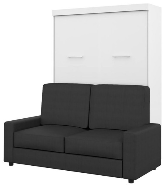 Atlin Designs 2-Piece Modern Wood Full Murphy Bed Set in Gray/White ...