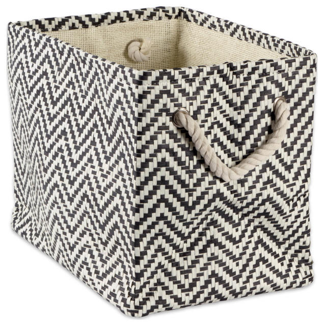 Paper Bin Chevron Black Rectangle Medium 15"x10"x12" - Contemporary ...