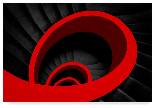 Inge Schuster 'A Red Spiral' Canvas Art, 32"x22" - Contemporary ...