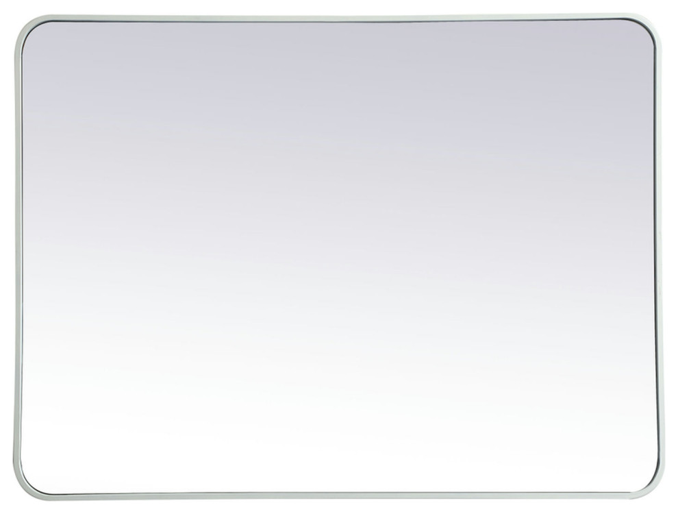 Soft Corner Metal Rectangular Mirror 30X40", White - Contemporary - Bathroom Mirrors - by ...