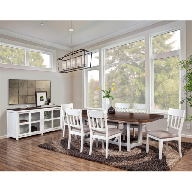 Alpine Furniture Donham Two Tone Wood Dining Table in Brown and White ...