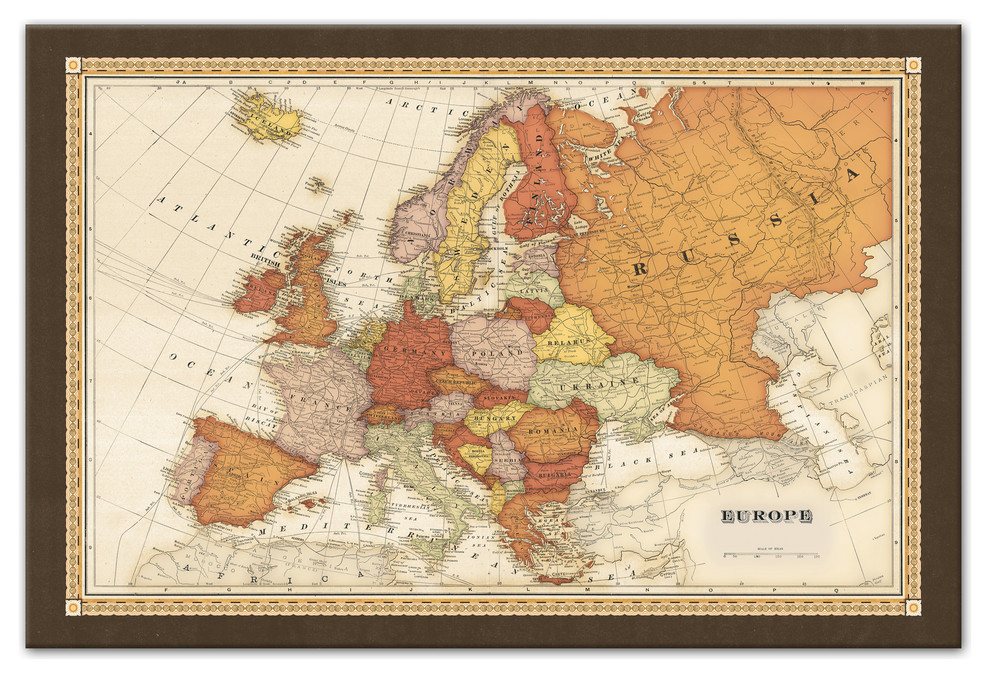"Classic European Map" Canvas Wall Art, 48"x32", 48x32 - Traditional ...