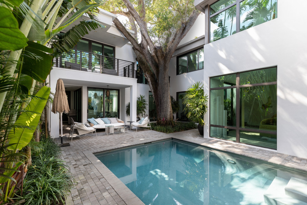 Modern Backyard House With Swimming Pool,modern House,remodeling Ideas ...