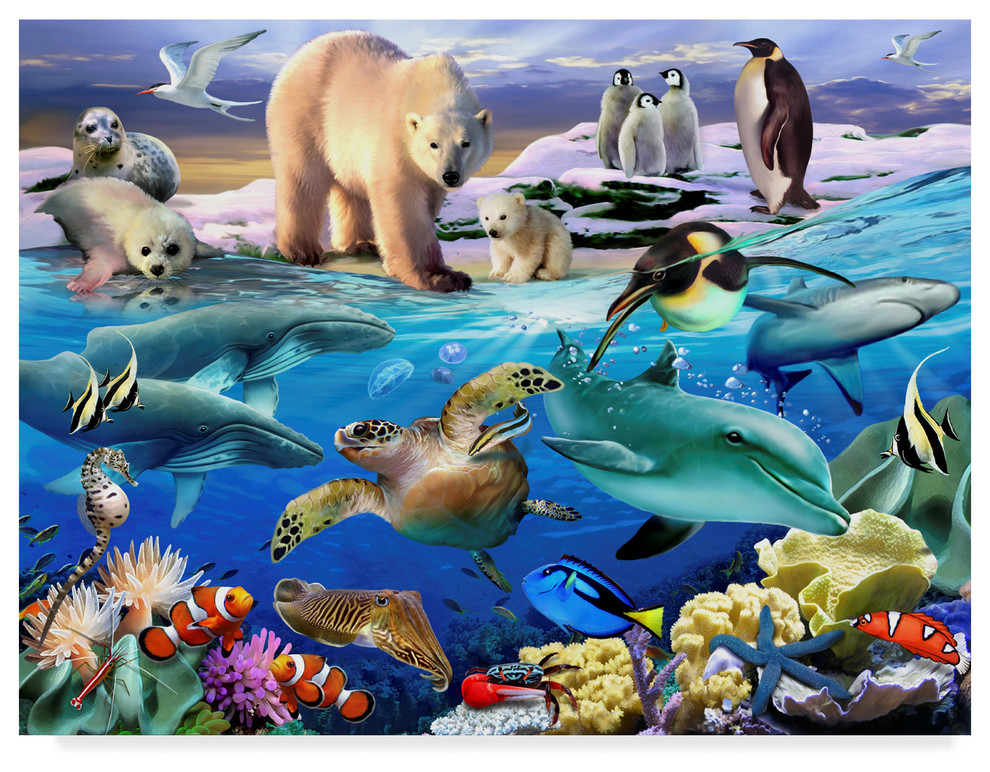 "Arctic Animal Scene" by Howard Robinson, Canvas Art, 19"x14" - Beach ...