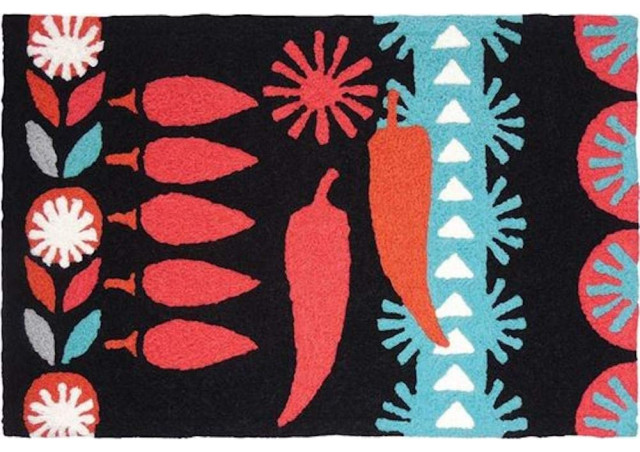 JellyBean Accent Rug Retro Chili Peppers Black - Farmhouse - Outdoor ...