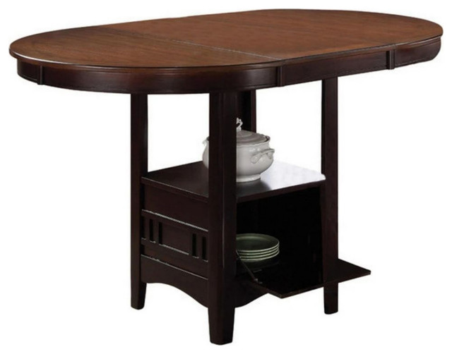Wood Counter Height Table, Light Chesnut and Espresso - Transitional ...