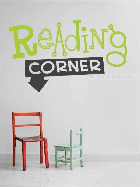 Decal Vinyl Wall Sticker, Reading Corner Quote, 14x30", 14X30 ...