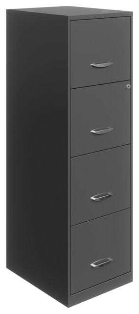 Space Solutions 18" Deep Modern 4 Drawer Metal File Cabinet in Charcoal ...