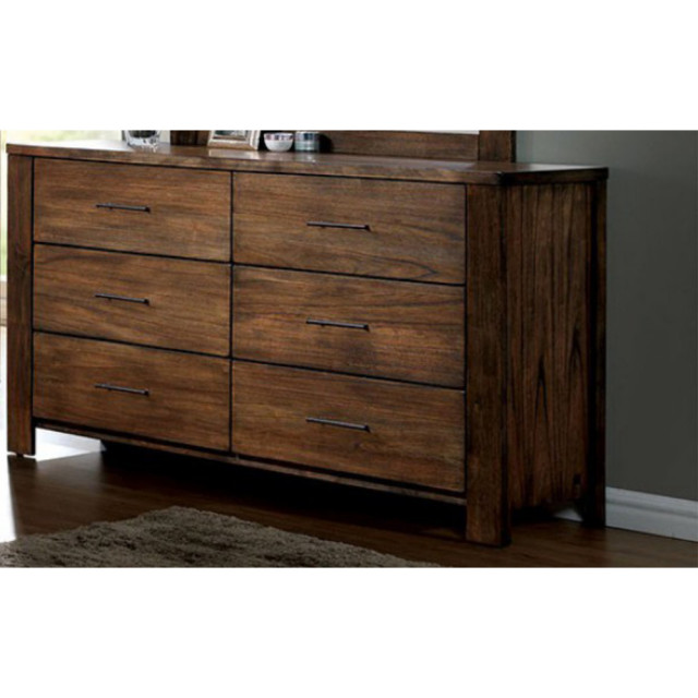 Exemplary Wooden Dresser In Transitional Style With Handle Pulls, Brown ...