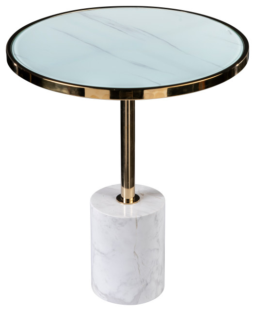 Kaia Marble Base Side Table, Gold and White - Contemporary - Side ...