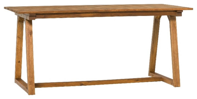 Modern Slat Back Solid Wood 70" Dining Table - Brown - Rustic - Dining ...