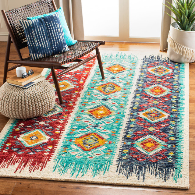 Safavieh Aspen Apn528M Southwestern Rug, Blue and Rust, 2'3"x7'0 ...