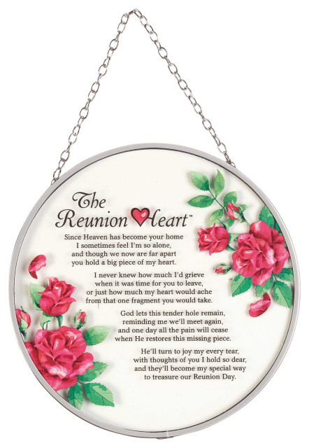 The Reunion Heart Poem Suncatcher - Traditional - Stained Glass Panels ...