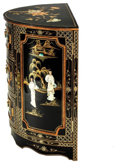 Black Lacquer Half-Moon Cabinet Royal Ladies - Asian - Accent Chests ...