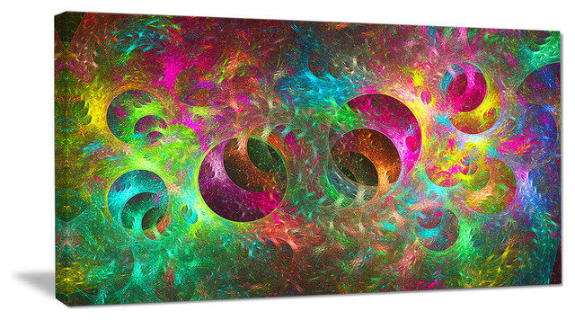 Multi Color Fractal Glass Texture, Abstract Canvas Art Print, 60"x28"x1 ...