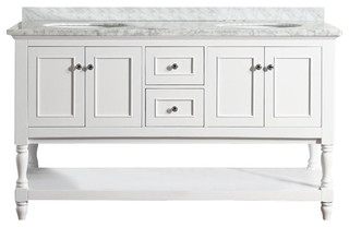 Grover Carrara Marble Bathroom Vanity, 60" - Traditional - Bathroom ...
