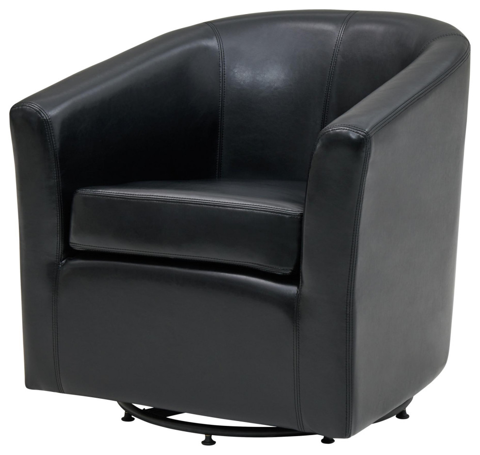 Granger Swivel Bonded Leather Chair, Black - Transitional - Armchairs ...