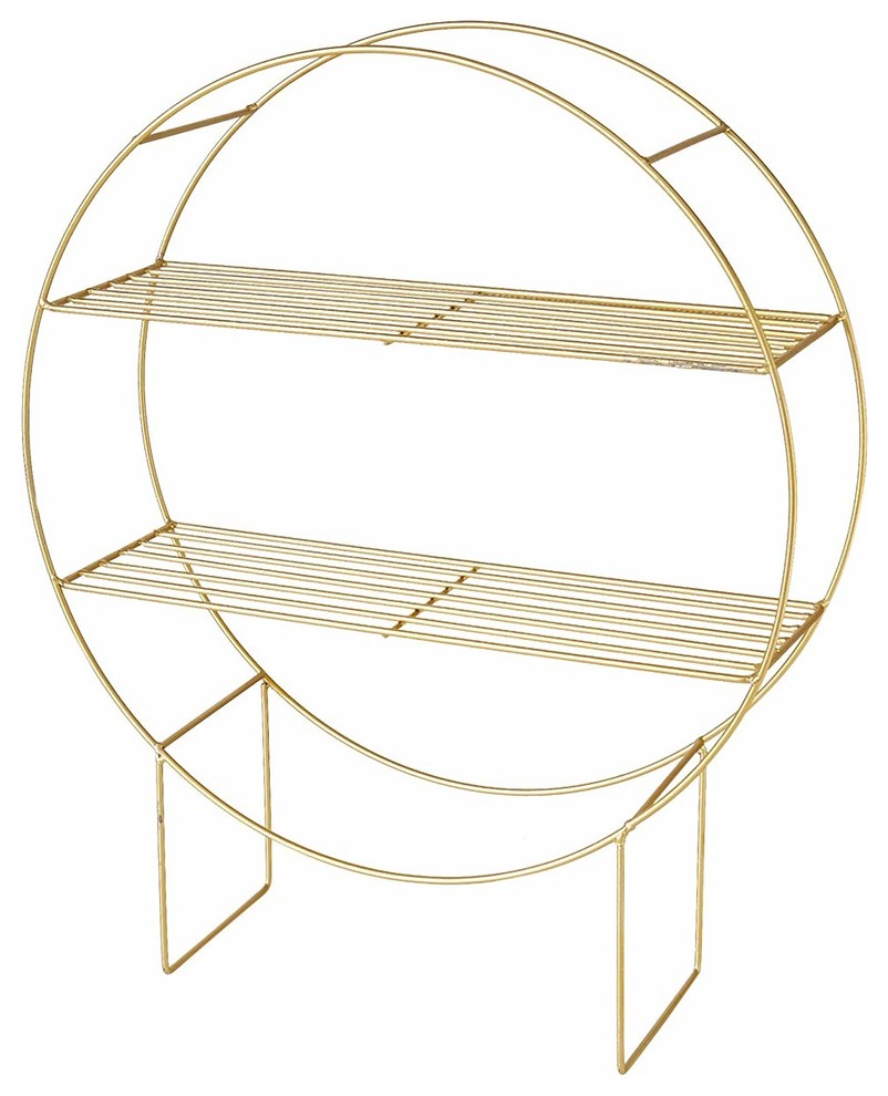 Golden Glam 2 Shelf Ring Floor Rack - Contemporary - Display And Wall ...