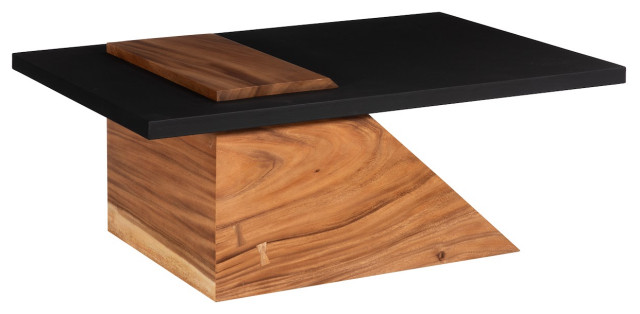 Slant Coffee Table, Natural/Black, 48x32x18"h - Industrial - Coffee ...