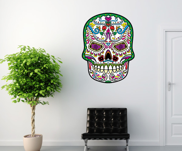 Sugar Skull Vinyl Wall Decal SugarSkullUScolor005, 72 in ...