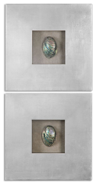 Uttermost Abalone Shells Silver Wall Art, Set of 2 - Beach Style - Wall ...