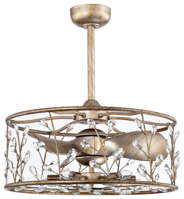 Onyx 24.4 in. 6-Light Indoor Antique Gold Finish Ceiling Fan - Modern ...