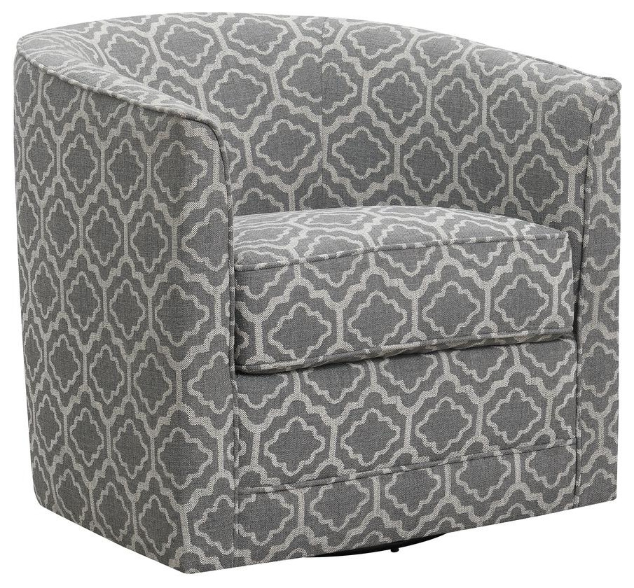 Swivel Accent Chair With Barrel Back And Welt Trim - Contemporary ...