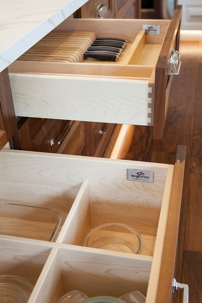 Walnut Wood Drawers with Tongue-in-Groove Construction - Transitional ...