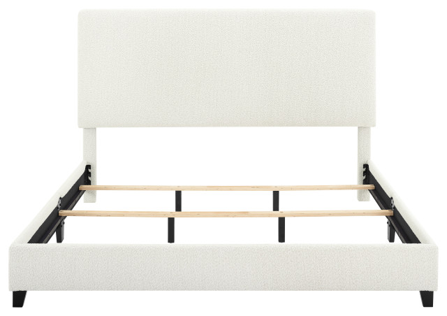 Legends Home King Size White Boucle Upholstered Platform Bed ...
