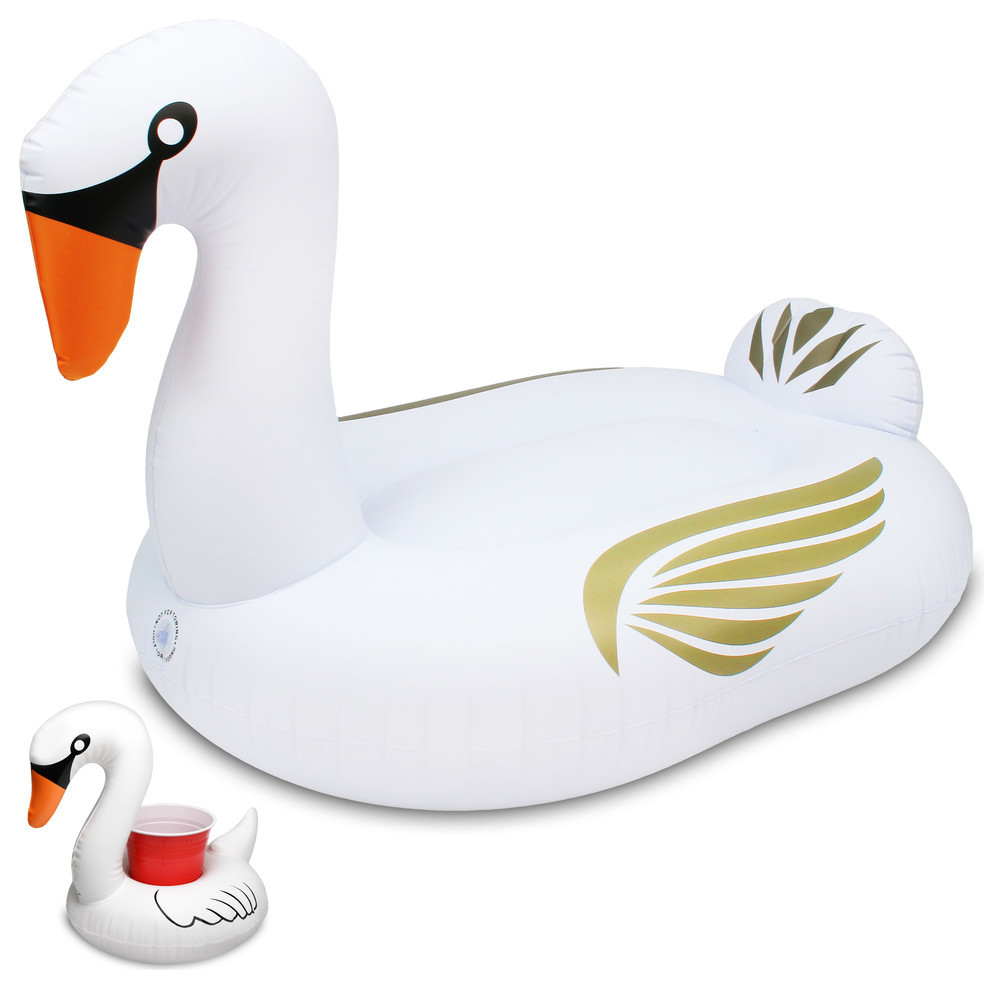Giant Inflatable Swan With Drink Float - Contemporary - Pool Toys And ...