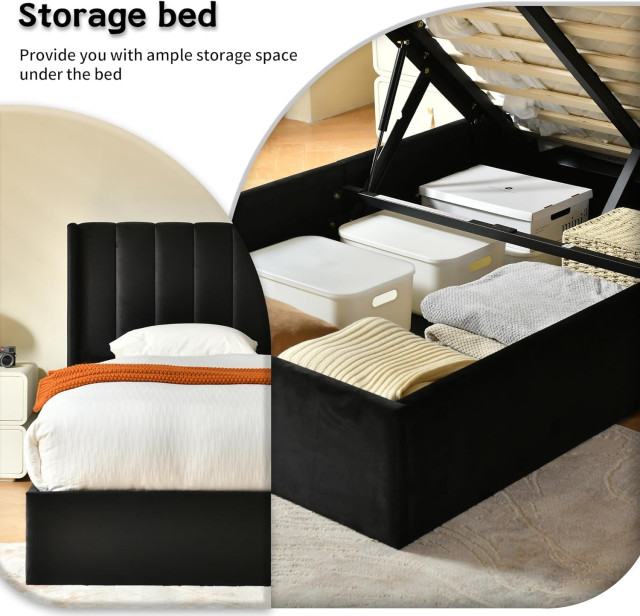 Modern Platform Bed, Hydraulic Lift Design & Large Storage ...