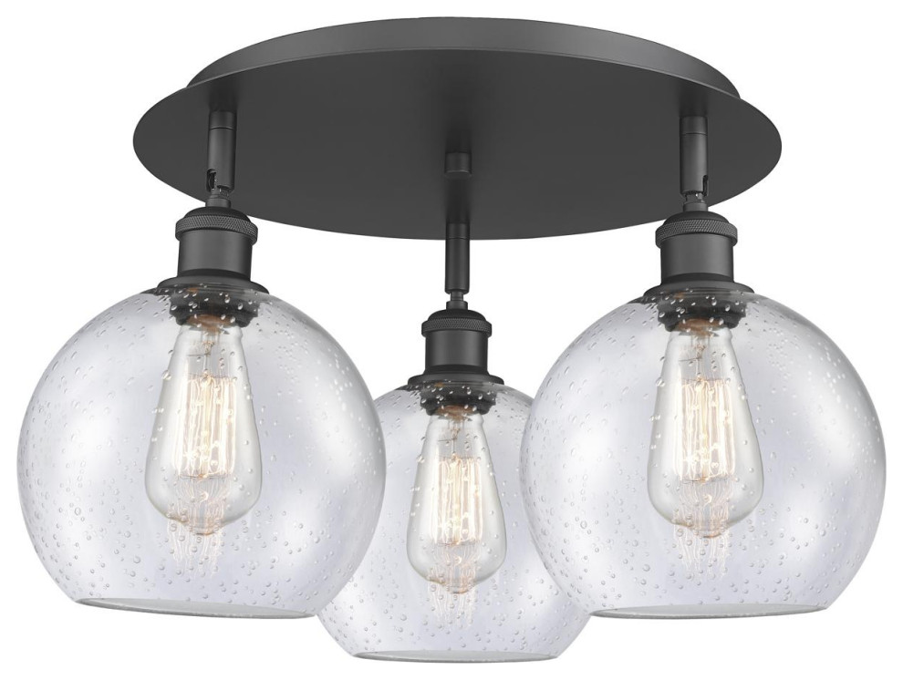 Athens 3 Light Flush Mount, Matte Black, Seedy - Industrial - Flush ...