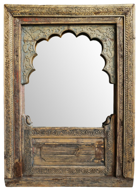 Consigned Antique Rajasthan Window Mirror - Asian - Wall Mirrors - by ...