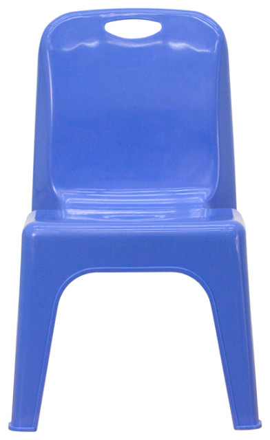Blue Plastic Stackable School Chair with Carrying Handle and 11'' Seat ...