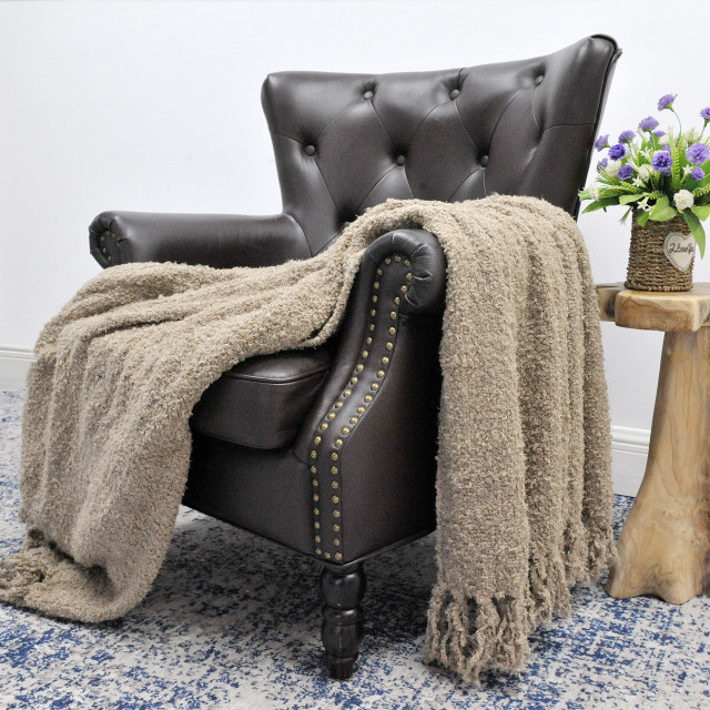 Fluffy Knitted Throw, 50"x60" - Contemporary - Throws - by BNF Home | Houzz