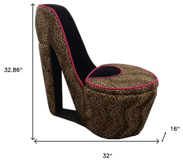 32" Brown Faux Suede Animal Print Side Chair - Eclectic - Armchairs And ...