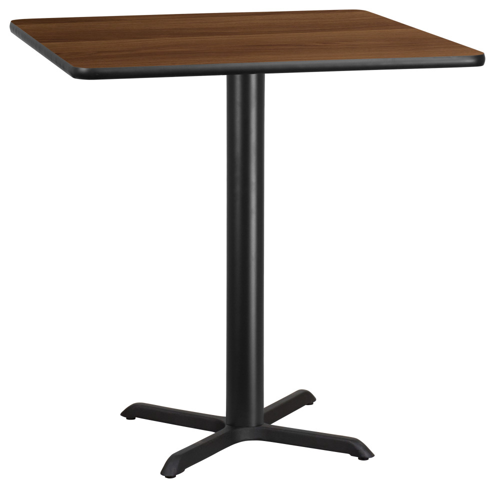 42'' Square Walnut Laminate Table Top with 33'' x 33'' Bar Height Table ...