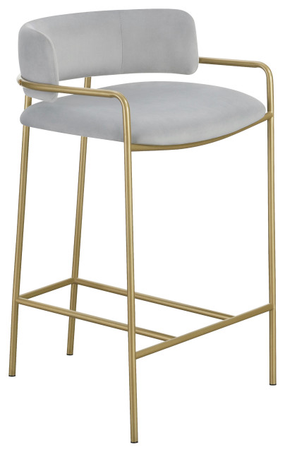 Comstock Upholstered Low Back Stool Grey and Gold Counter Stool ...