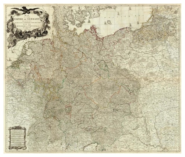 "Map of the Empire of Germany, 1790" Paper Art, 32"x28", 32"x28 ...