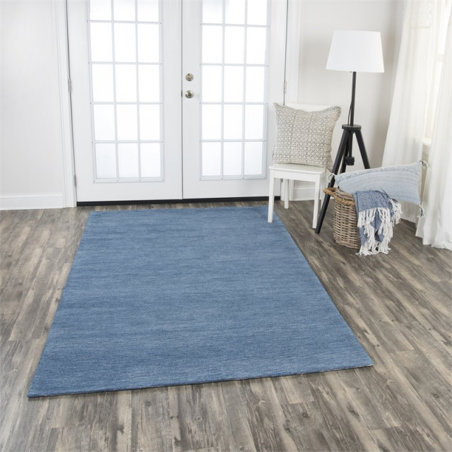 Alora Decor Emerson 8' x 10' Solid Blue/Gray/Rust/Blue Hand-Tufted Area ...