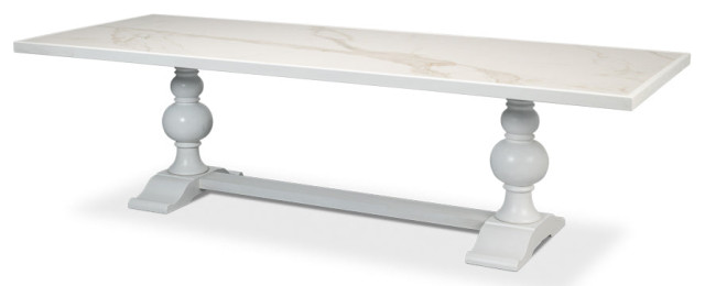 Rectangular Trestle Dining Table Seats 8 Cortina White - Traditional - Dining Tables - by ...