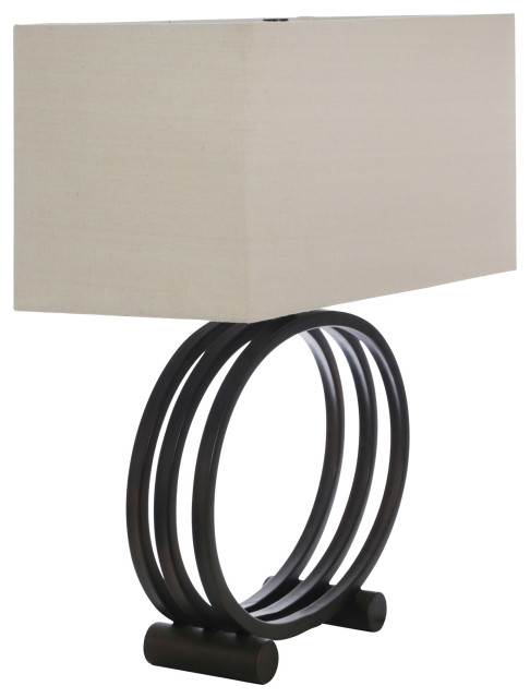 Benzara BM229509 25'' Circular Metal Base Lamp with Rectangular Shade ...