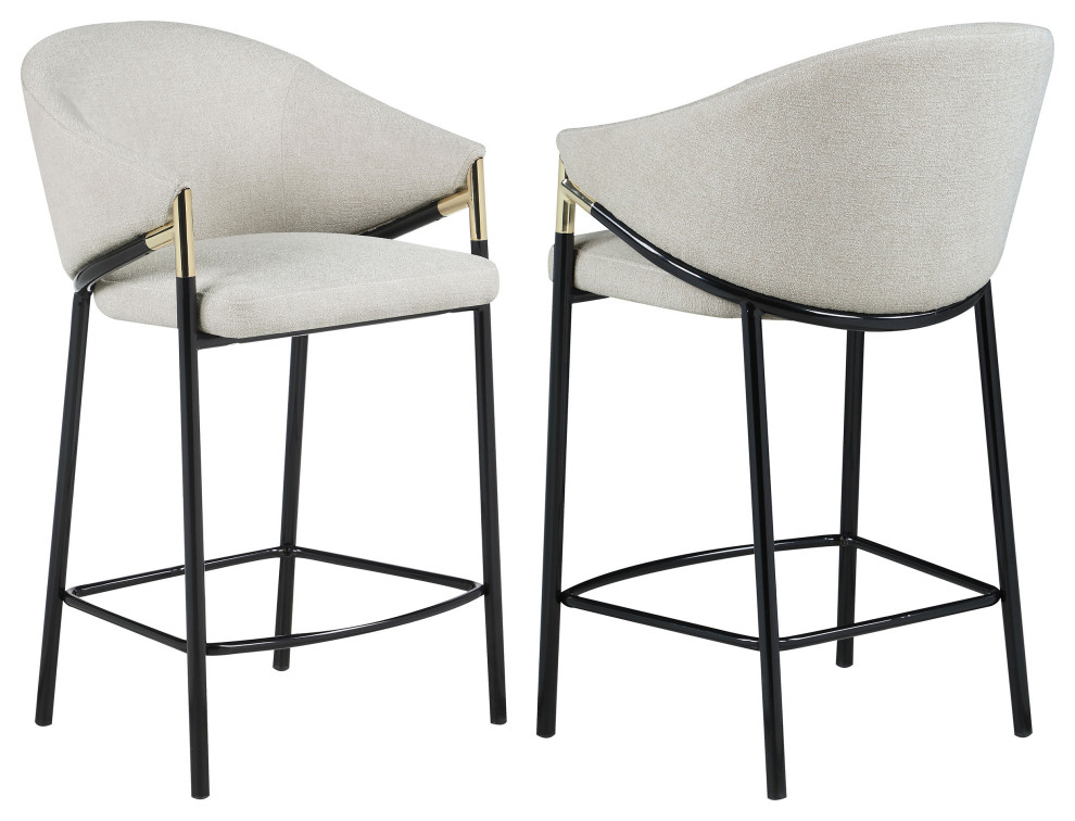Chadwick Sloped Arm Counter Height Stools Beige and Glossy Black, Set ...