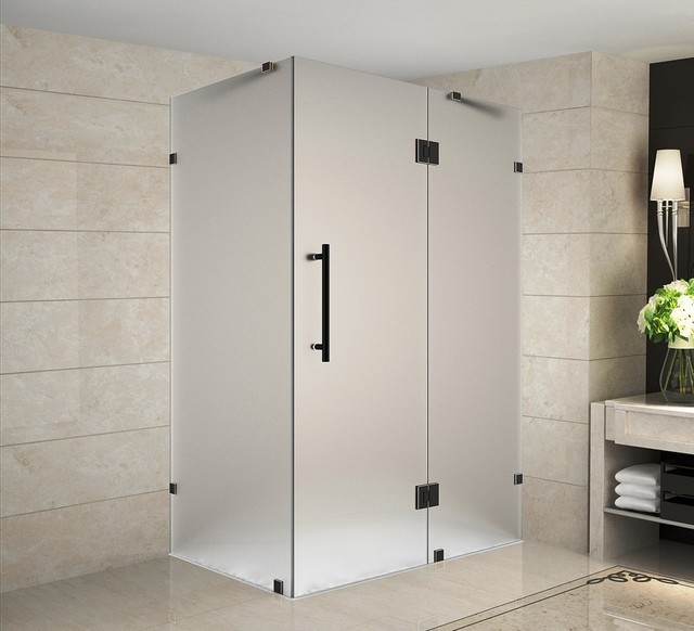 Avalux Frameless Shower Enclosure Frosted Glass, Oil Rub Bronze, 36"x36 ...