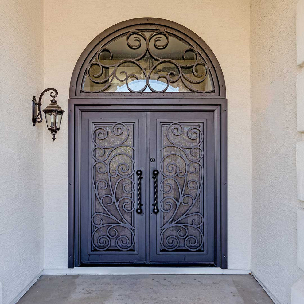 Barcelona French Iron Entry Door With Transom - Klassisch - Veranda ...
