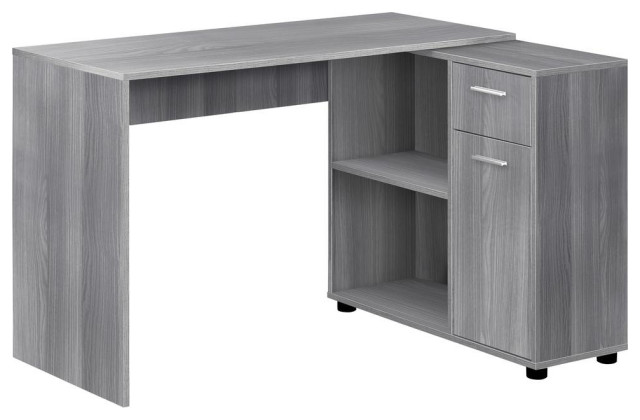 Computer Desk - 46"L / Grey With A Storage Cabinet - Transitional ...